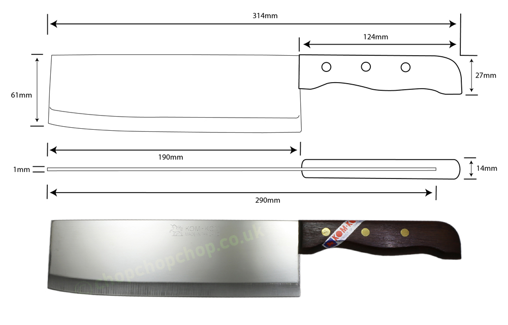 8" Cook Knife Wood Handle (Rectangle Blade) - chopchopchop.co.uk