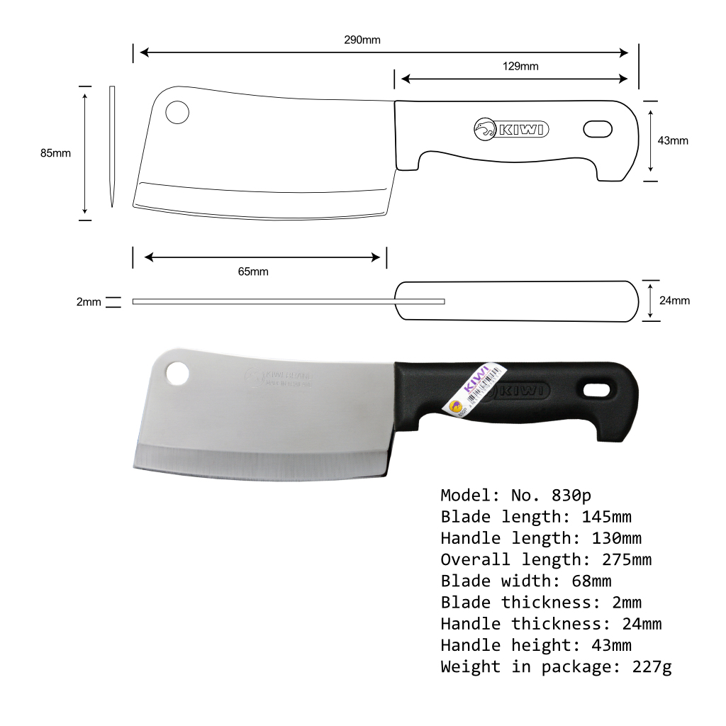 6" Cleaver Knife Plastic Handle - chopchopchop.co.uk