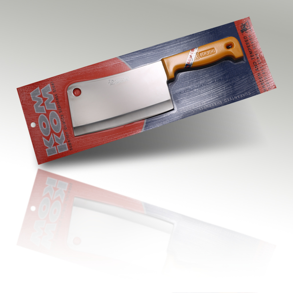 7" Cleaver Knife Yellow Plastic Handle - chopchopchop.co.uk